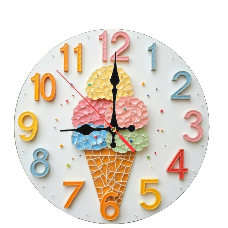 Vibrant Print Acrylic Wall Clock Quiet Movement Home Office Living Room ...