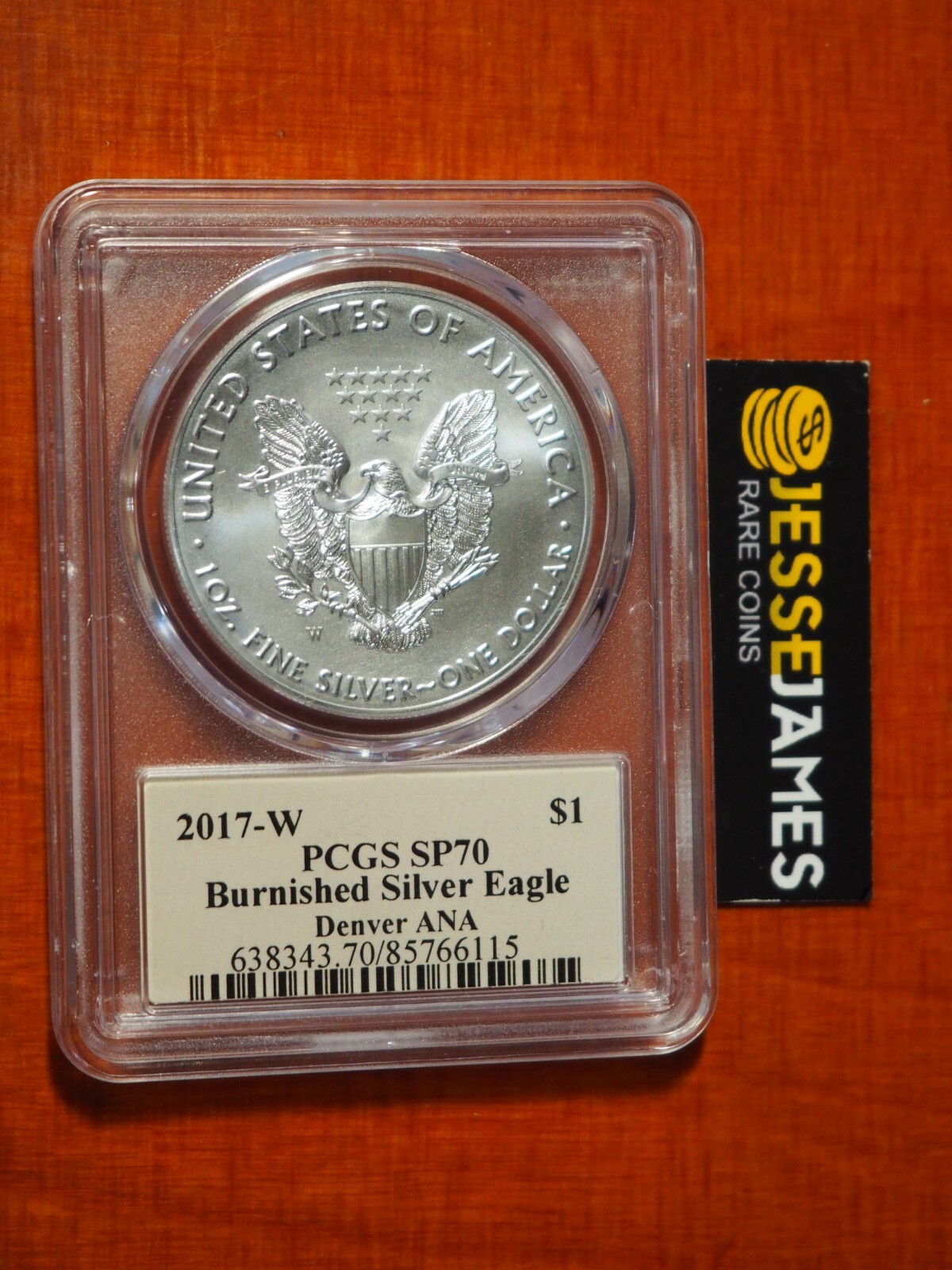 2017 W BURNISHED SILVER EAGLE PCGS SP70 DENVER ANA CLEVELAND ART DECO ...