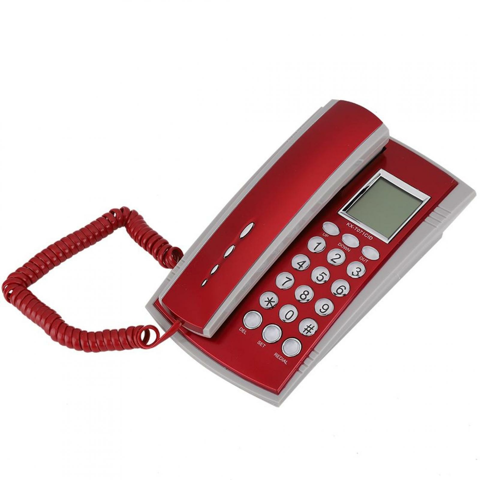 (red) Simple Landline Phones Landline Phone Curved Design Caller ID ...