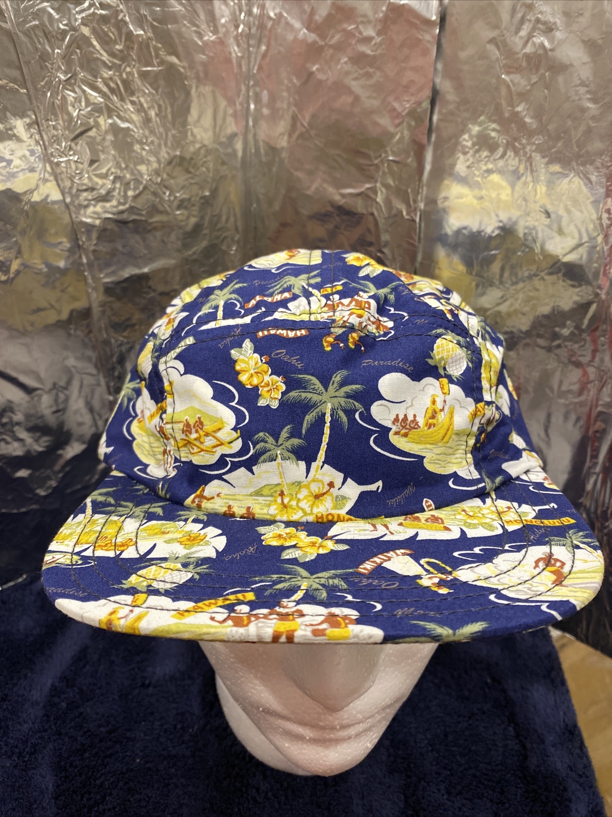 New York Hat Company Hawaii Honolulu Waikiki Palm Hula Blue Baseball ...