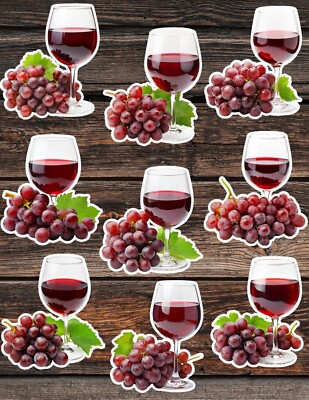 Red Wine Grapes Vinyl Die Cut Stickers Set Scrapbooking Laptop ...