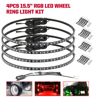 4x 15.5'' RGB Wheel Ring LED Truck Rim Lights Wireless Bluetooth Pickup ...