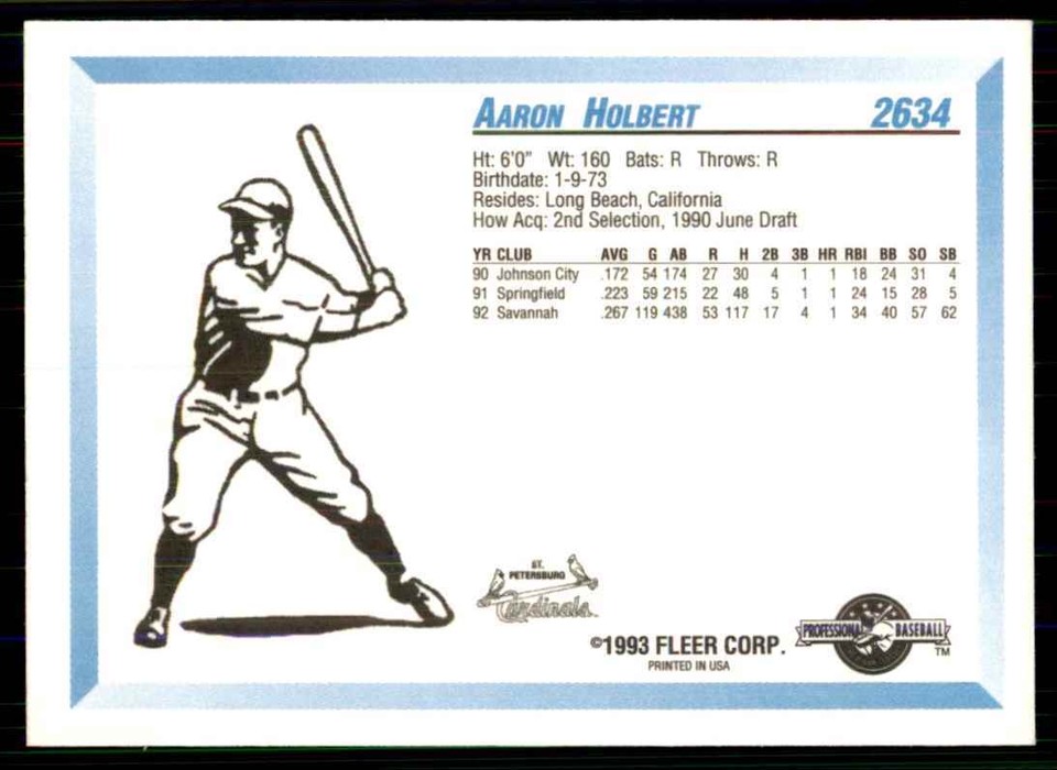 1993 ProCards Aaron Holbert St. Petersburg Cardinals #2634 | eBay