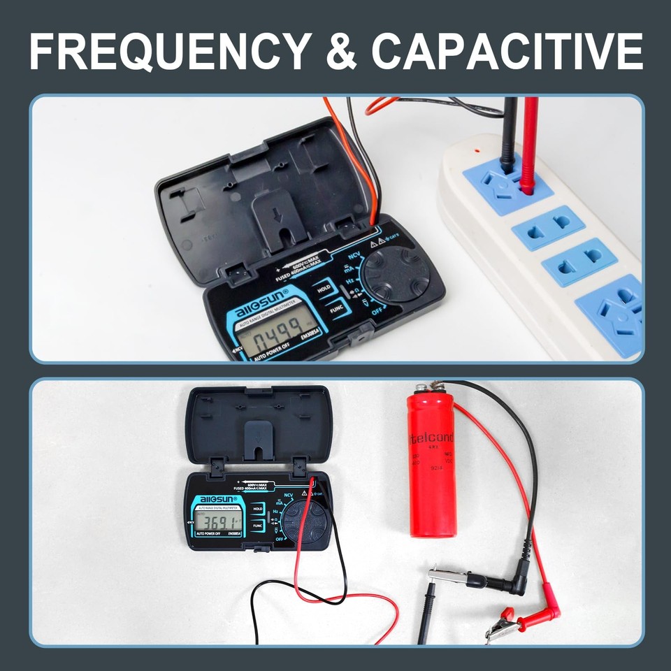 ALLOSUN Digital Multimeter Pocket Size DC AC Voltage Current Tester NCV ...