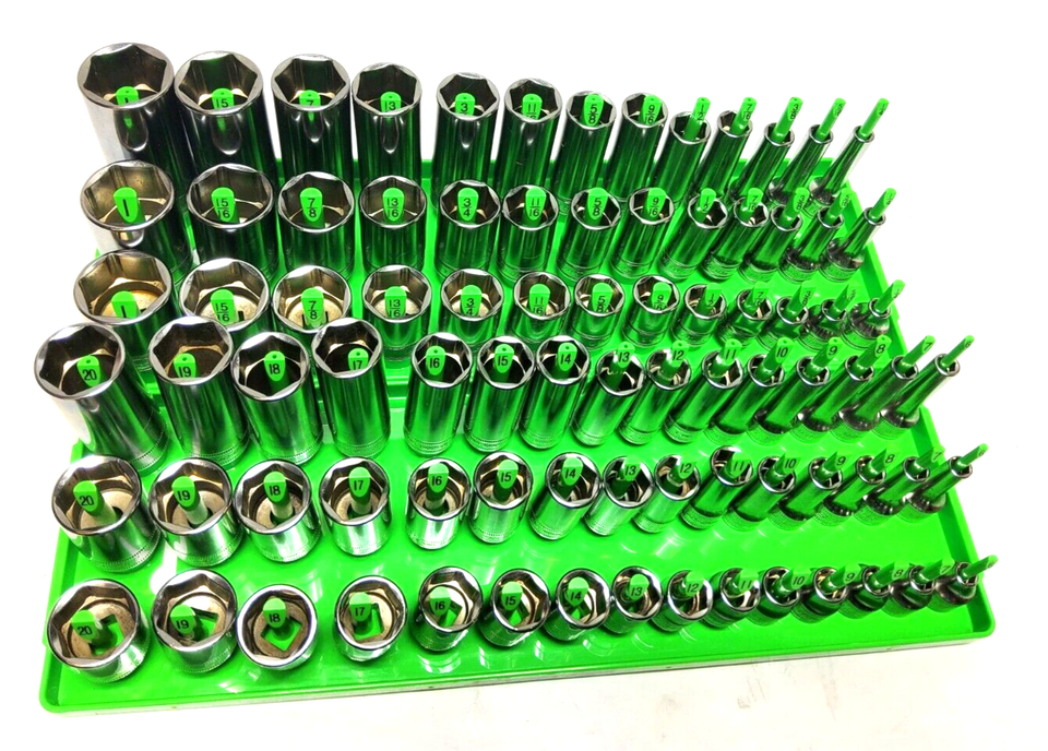 New Snap-on™ 84pc 3/8" drive Metric SAE 6-point Master Socket Set Green ...
