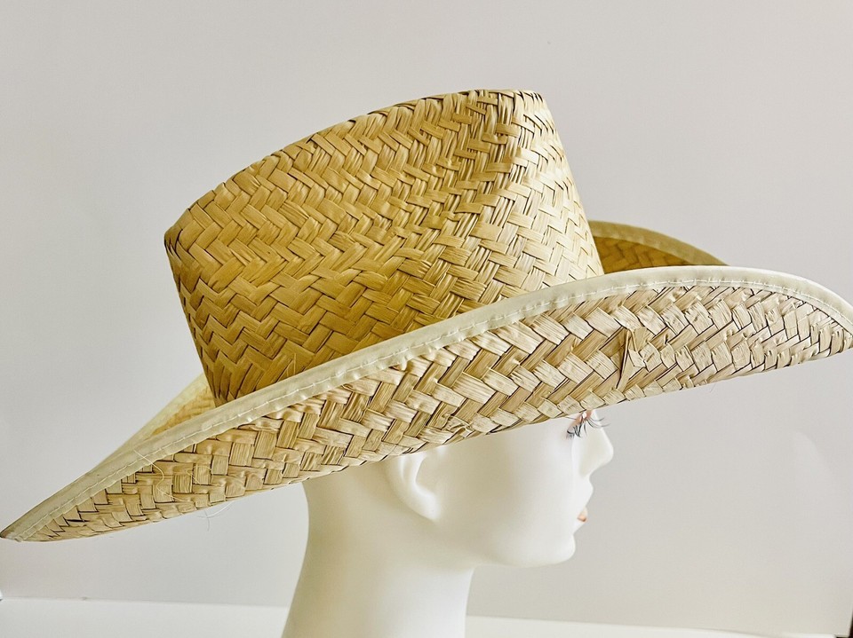 3x Lot Mexican Palm Leaf Straw COWBOY Wide Brim Hat Sombrero Vaquero De ...