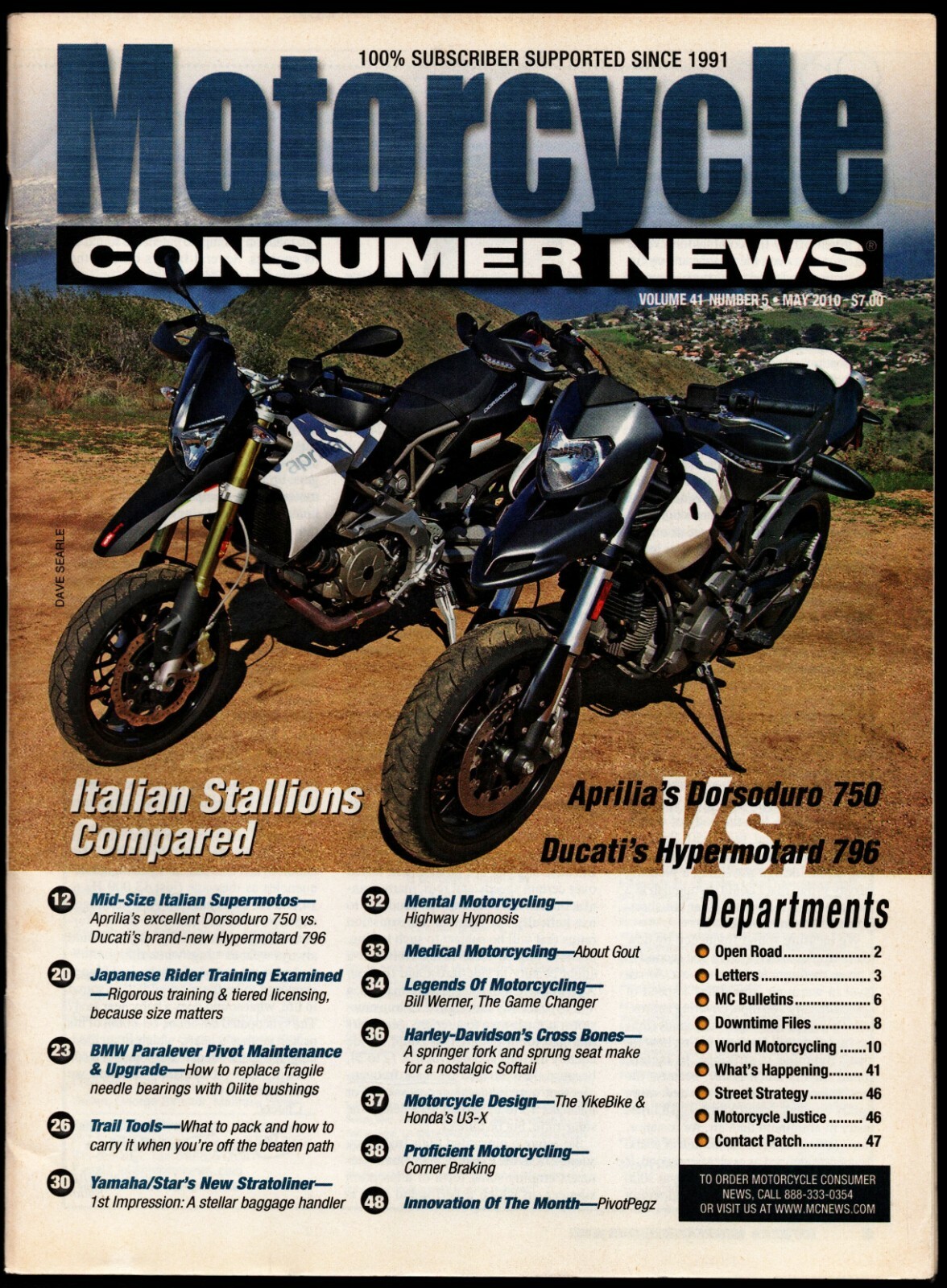 MAY 2010 MOTORCYCLE CONSUMER NEWS, APRILIA DORSODURO 750, DUCATI ...