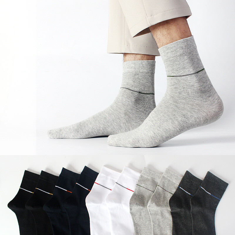 5Pairs of men's spring sweat-wicking odor-proof athletic socks pure ...