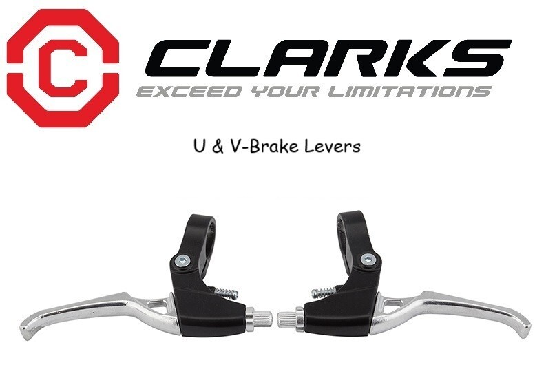 Clarks Die Cast U & V-Brake Flat Bar Levers Pair Black/Silver | eBay