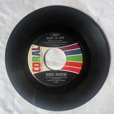Bobbi Martin - I Don’t Want To Live / Holding Back The Tears 45 RPM ...