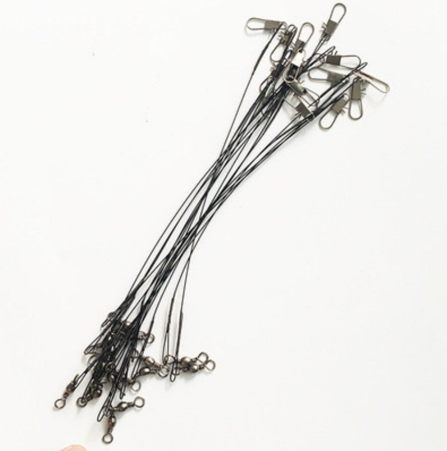 100Pcs Stainless Steel Trace Wire Leader Fishing Lure Line with Snap ...