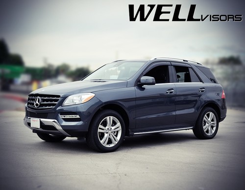 Fit 12-19 ML GLE Class W166 WellVisors Smoke Clip On Black Trim Window ...