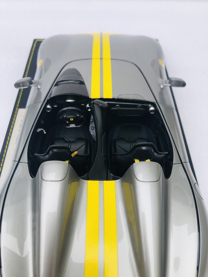 1/18 BBR Ferrari Monza Sp2 Grigio Ferro Iron Grey/yellow Stripe Limited ...