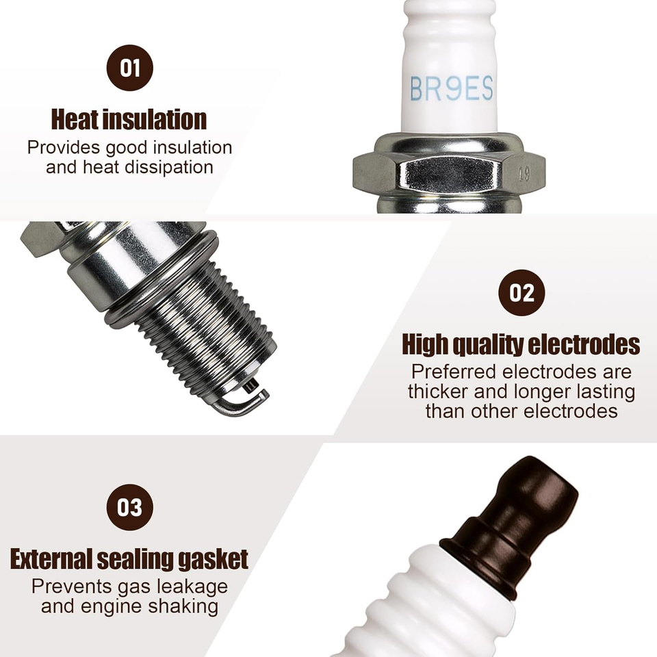 2 PCS BR9ES Spark Plug, Compatibili Con NGK BR9ES, Candele Di ...