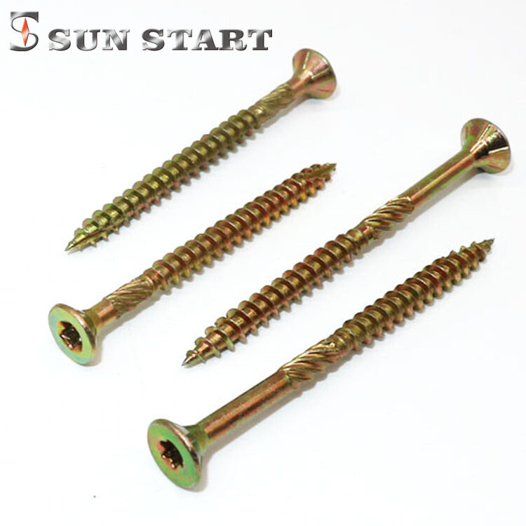US MIC Sun Star Flat Head Yellow Zinc Type 17 Outdoor Wood Screws ...