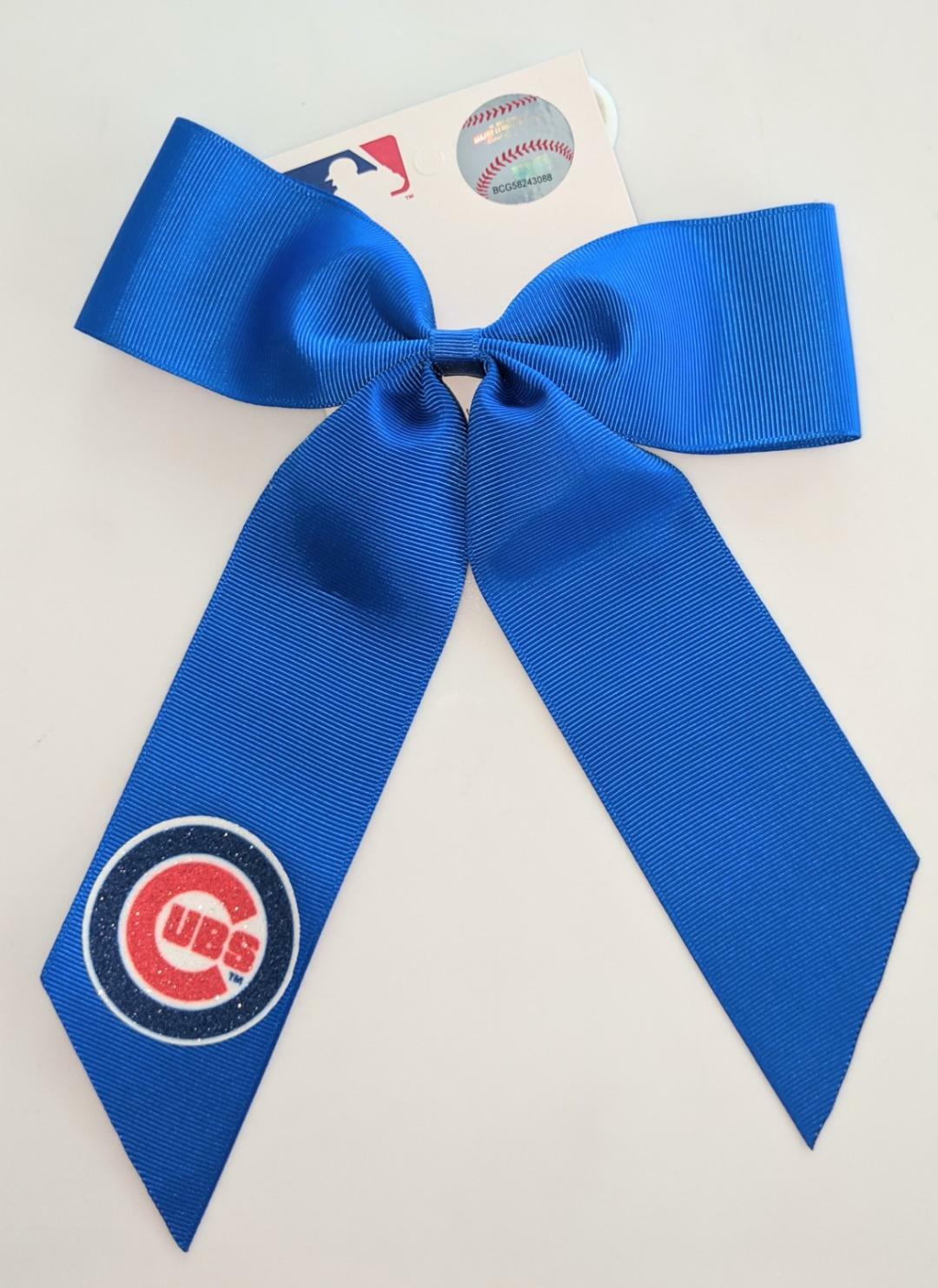 Chicago Cubs Hair Bow, MLB Licensed Large Sparkle Cheer Bow | eBay