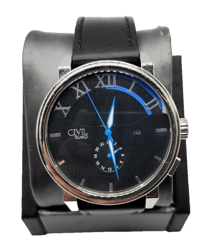 Egard Limited Edition Civil Shade Watch Swiss Dual Time SS Black/Blue ...