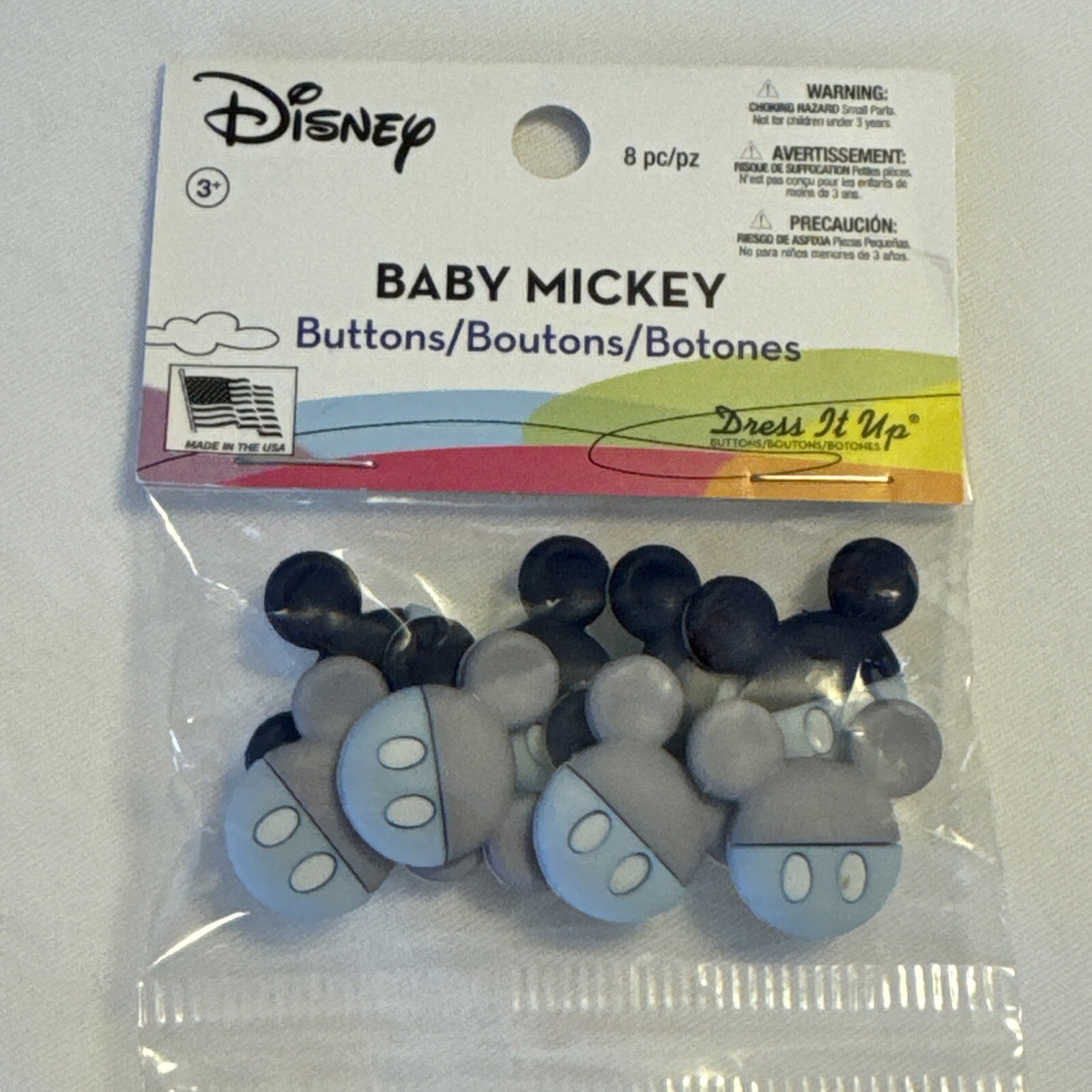 Dress It Up Buttons Disney Baby Mickey Mouse 8 pack of buttons | eBay