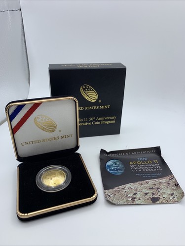 Rare 22k Apollo 11 50th Anniversary 2019 Commemorative Solid Gold Coin ...