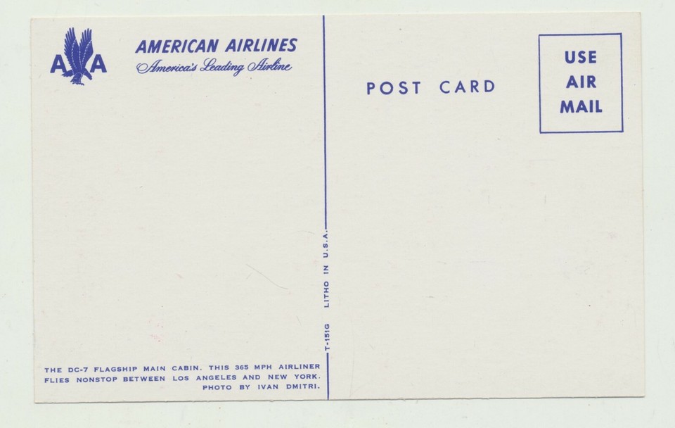 American Airlines Douglas Mercury DC-7 Interior Photo White passengers ...