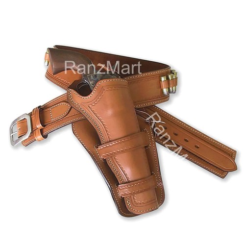 Gun Leather Belt Ammo Loops And Hammer Strap Western Tie Down Revolver ...