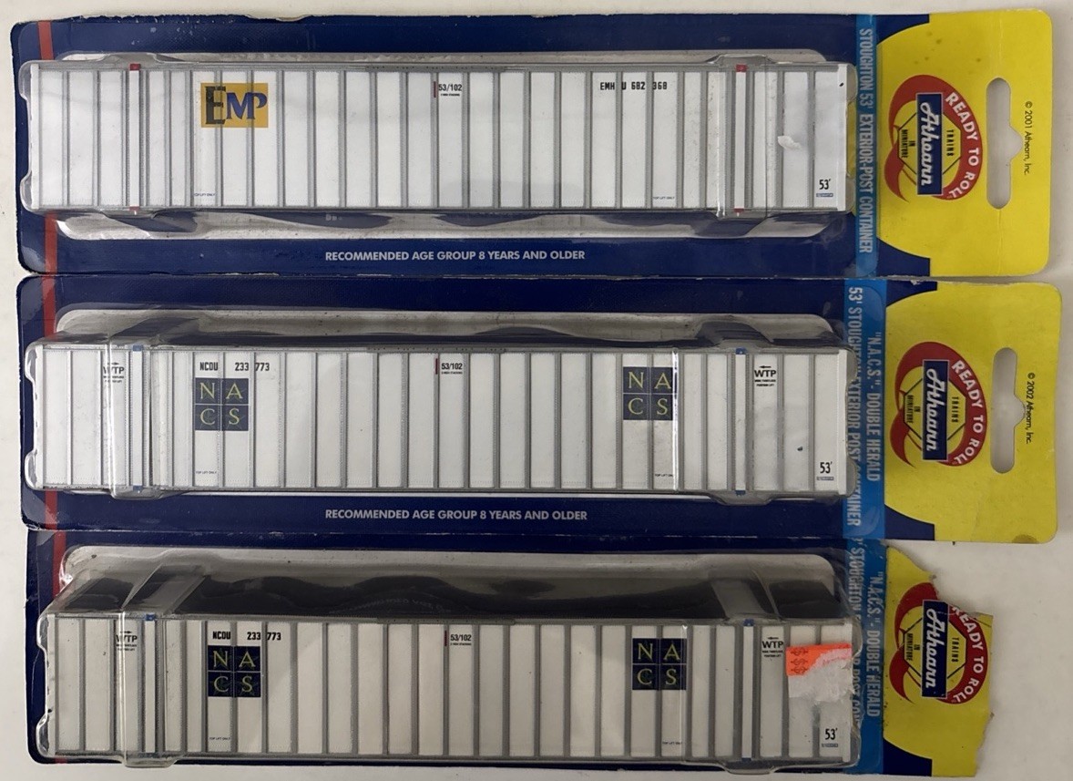 New 3 Athearn Ho Scale 53' Stoughton Container Trailer 1 EMP 02675 2 ...