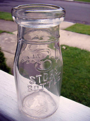 rare milk bottle 3 cent store bottle 1/2 pint size emb.3 places | eBay
