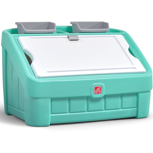 Step2 2-in-1 Plastic Toddler Toy Box & Art Lid Mint Plastic ...