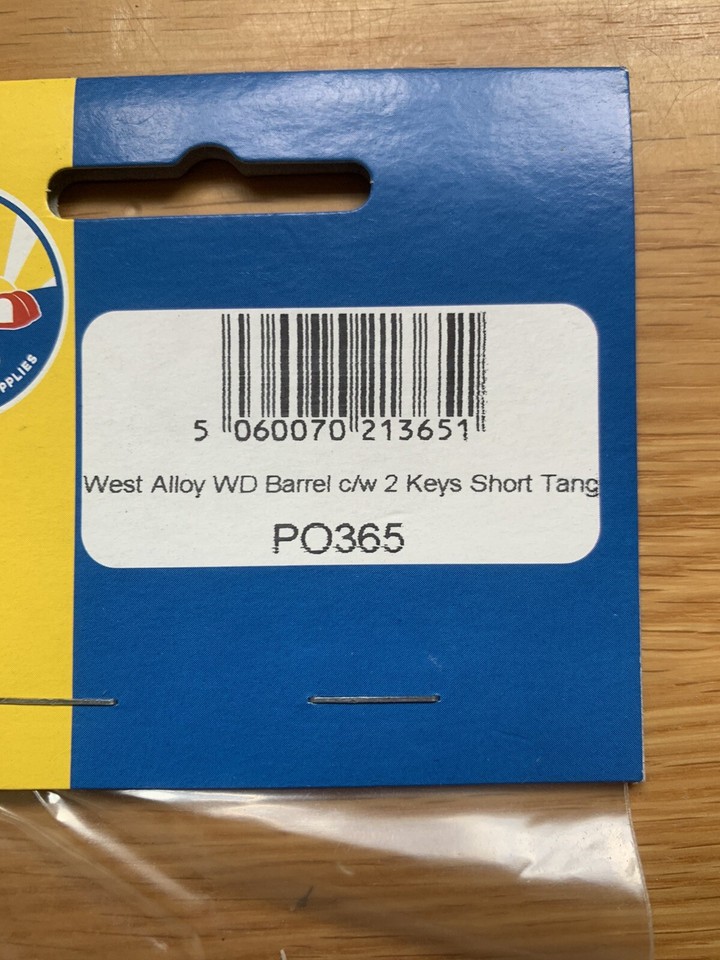 Caraloc WD Barrel Lock Short Tang Complete With 2 Keys Caravan ...