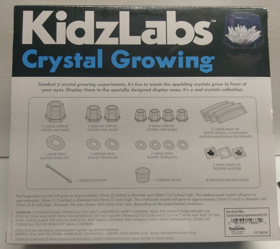 KidzLabs 4M Crystal Growing Science Kit - 7 crystal growing experiments ...