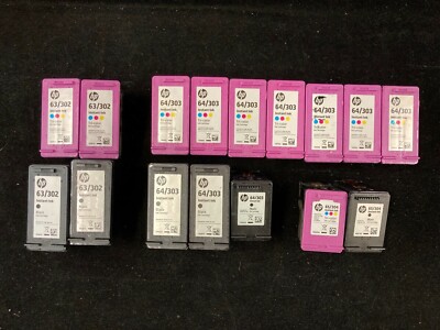 HP 63, 64, 65 EMPTY NEVER REFILLED INK CARTRIDGES, LOT OF 16 | eBay