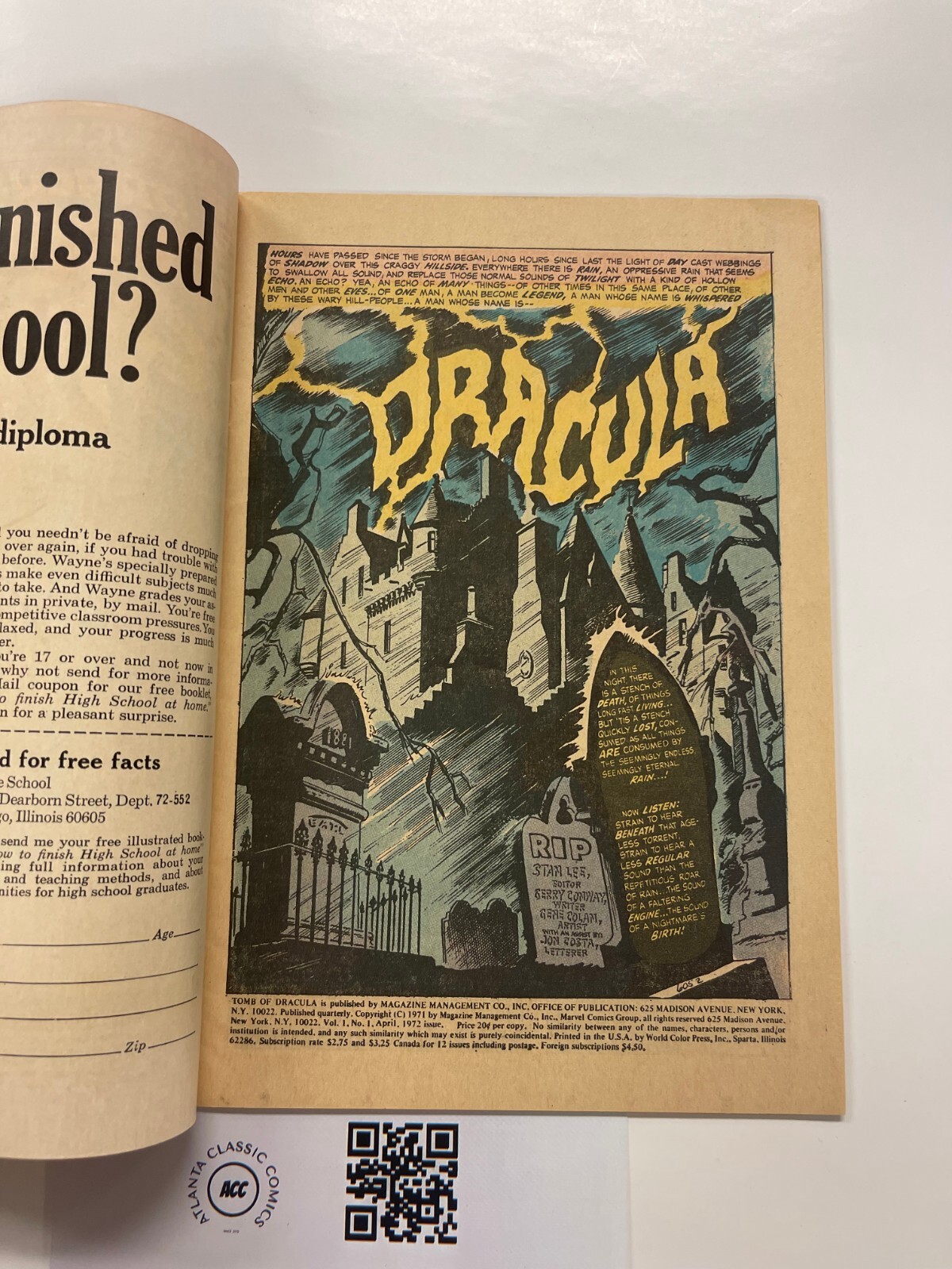 Tomb Of Dracula # 1 VG/FN Marvel Comic Book Vampire 1st Appear Neal ...