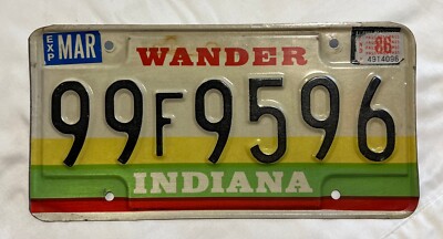 LICENSE PLATES INDIANA WANDER 1988 99 F 9596 | eBay