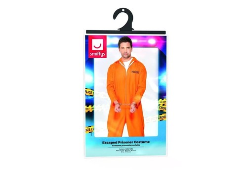 Mens Escaped Prisoner Orange Jumpsuit Costume Convict Outfit New by ...