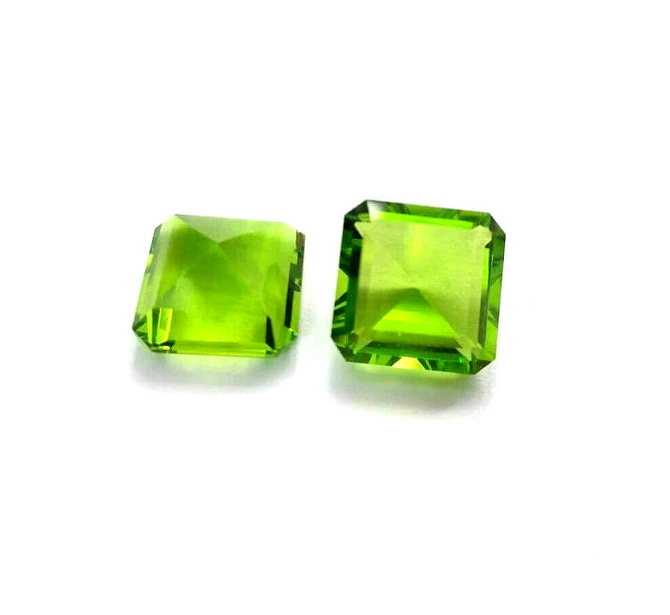 18 Cts 2 Pcs Peridot Octagon Cut Loose Lab Created Gemstone 13 MM For ...