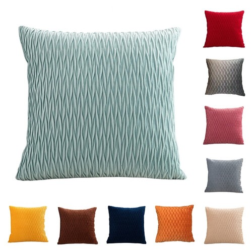Velvet Stripe Solid Cushion Cover Home Office Sofa Car Bedroom Throw ...