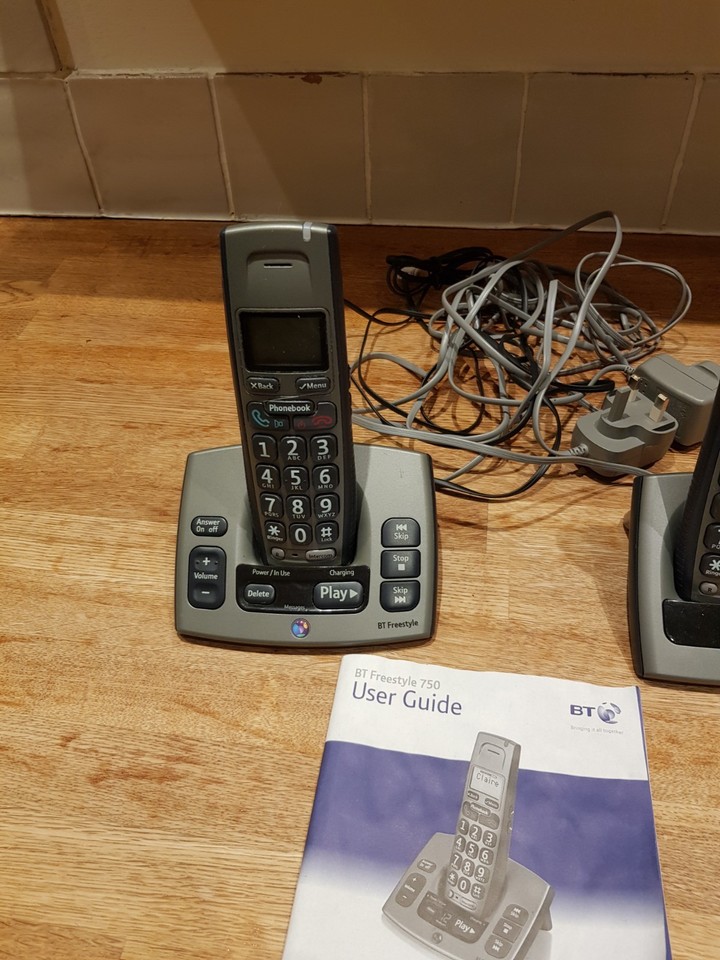 BT Freestyle 750 Base & Handset Answering Machine Grey Big Button Easy ...