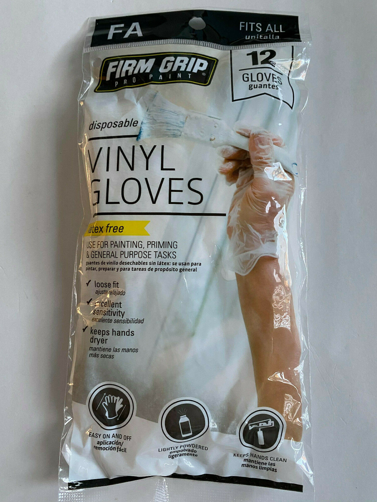 FIRM GRIP Pro Paint Disposable Vinyl Gloves ( 12 gloves ) use for ...