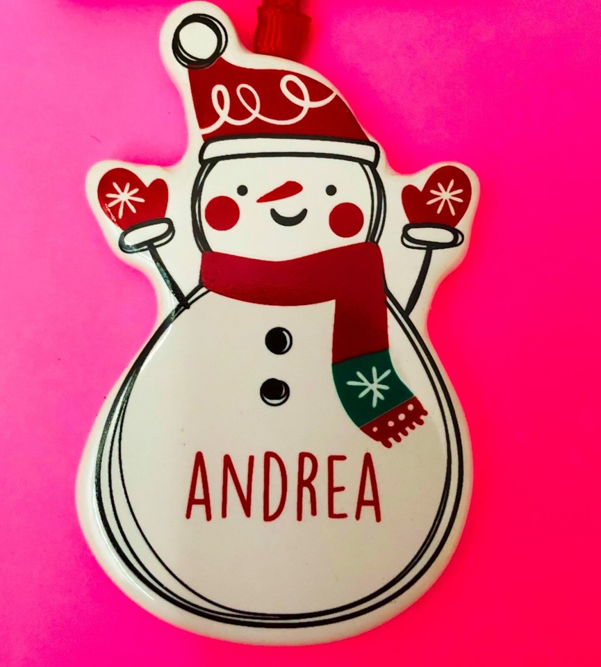 Snowman Christmas Ornament Andrea Holiday Decor Name Red Scarf Special ...