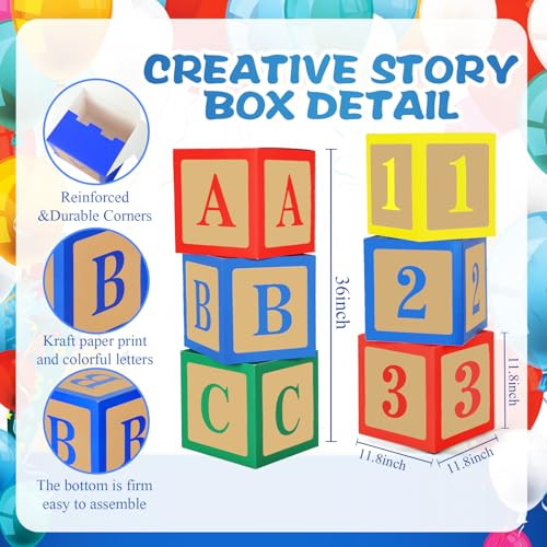 6 PCS Toy Inspire Party Balloon 123 and ABC Party Balloon Boxes Blocks ...
