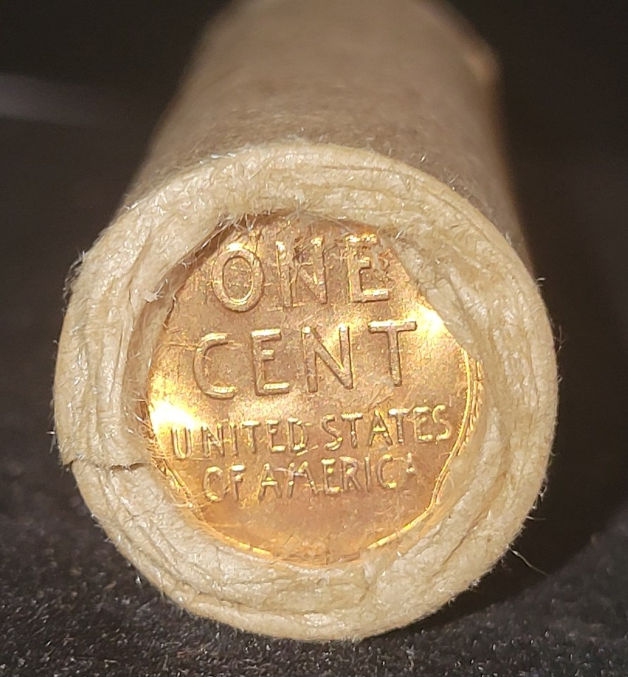 ESTATE!! UNSEARCHED!! Wheat Cent Roll With Old Silver Coin & BU Wheat ...