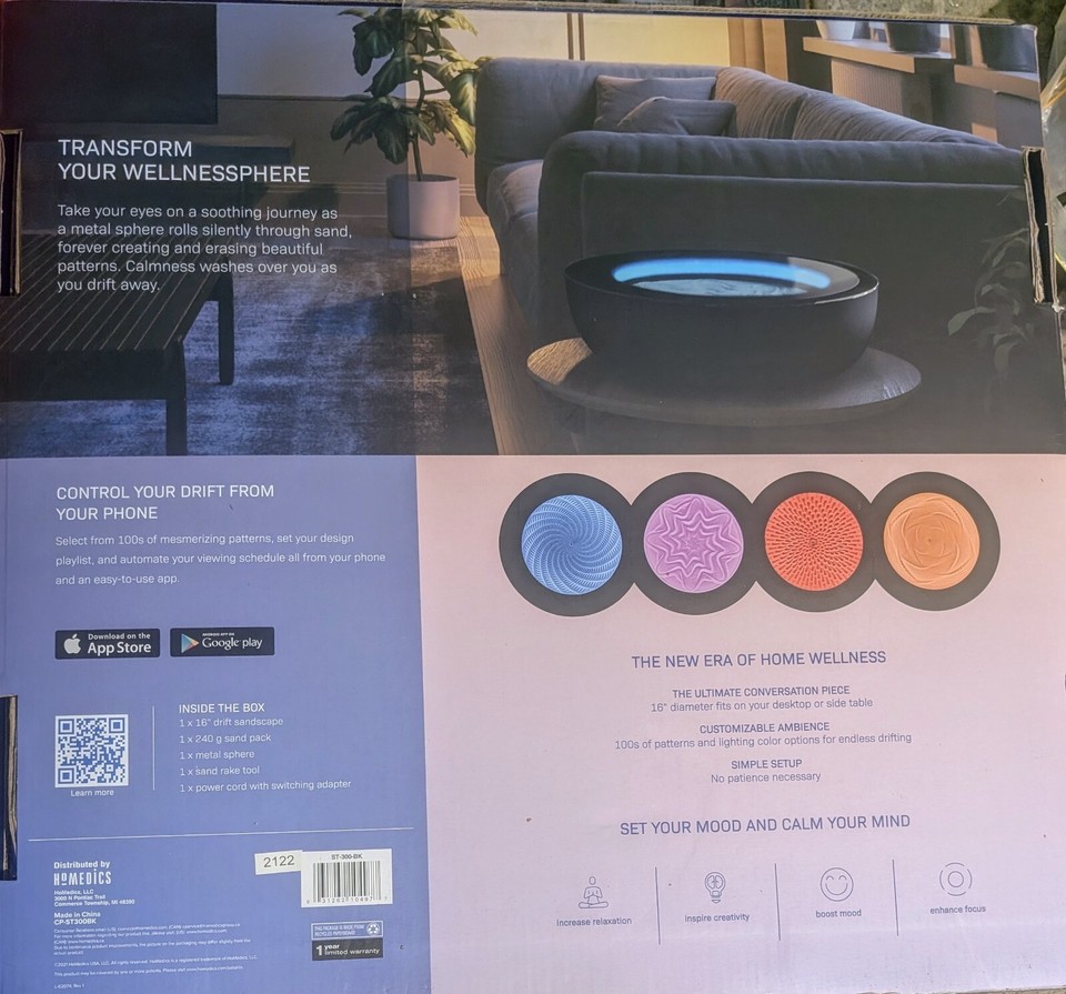 Homedics Drift Meditation Sand Table 16” - Black New | eBay