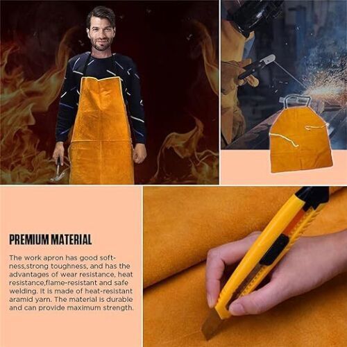 Leather Welding Work Apron Heat Resistant & Flame Resistant Apron ...