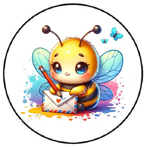 BEE WITH LETTER MAIL ENVELOPE SEALS LABELS STICKERS PARTY FAVORS | eBay
