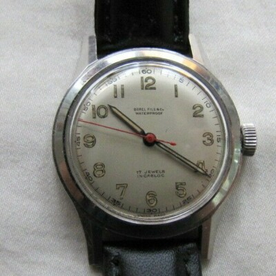 BOREL FILS & CO VINTAGE SS SCREWBACK WP 17J ETA 1080 MANUAL WIND ...