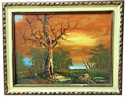 JEAN EDNER CADET (HAITIAN, B.1965) SUNSET LANDSCAPE OIL ON WOOD PANEL ...