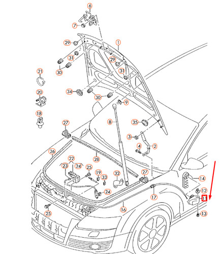 NEW AUDI A6 C6 BONNET RELEASE HANDLE BRACKET LHD 4F1823633B OEM | eBay