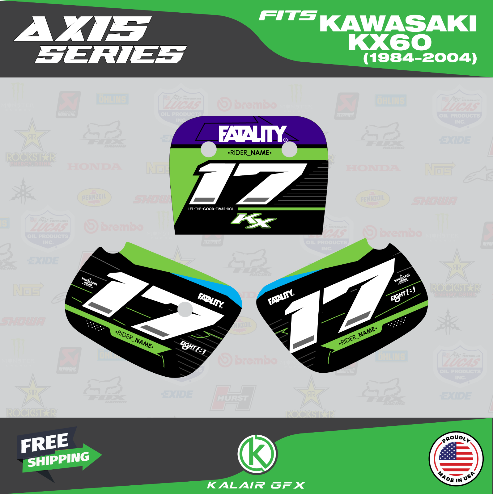 Graphics Kit for KAWASAKI KX60 (1984-2004) AXIS-Green | eBay