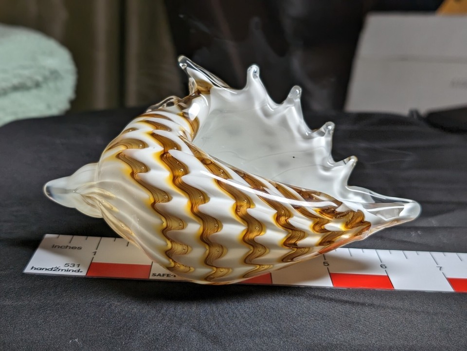 Art Glass Conch Sea Shell Sculptural Dish Figurine 6.5" Murano Style | eBay