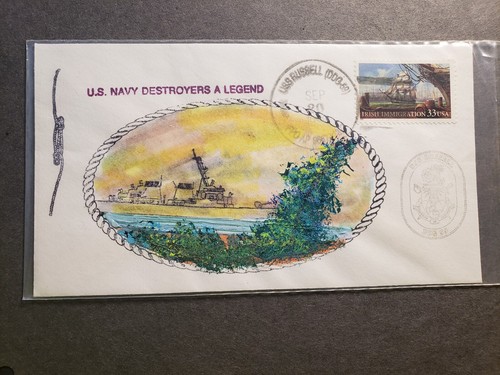 Destroyer USS RUSSELL DDG-59 Naval Cover 1999 HAND PAINTED MORRISSEY ...